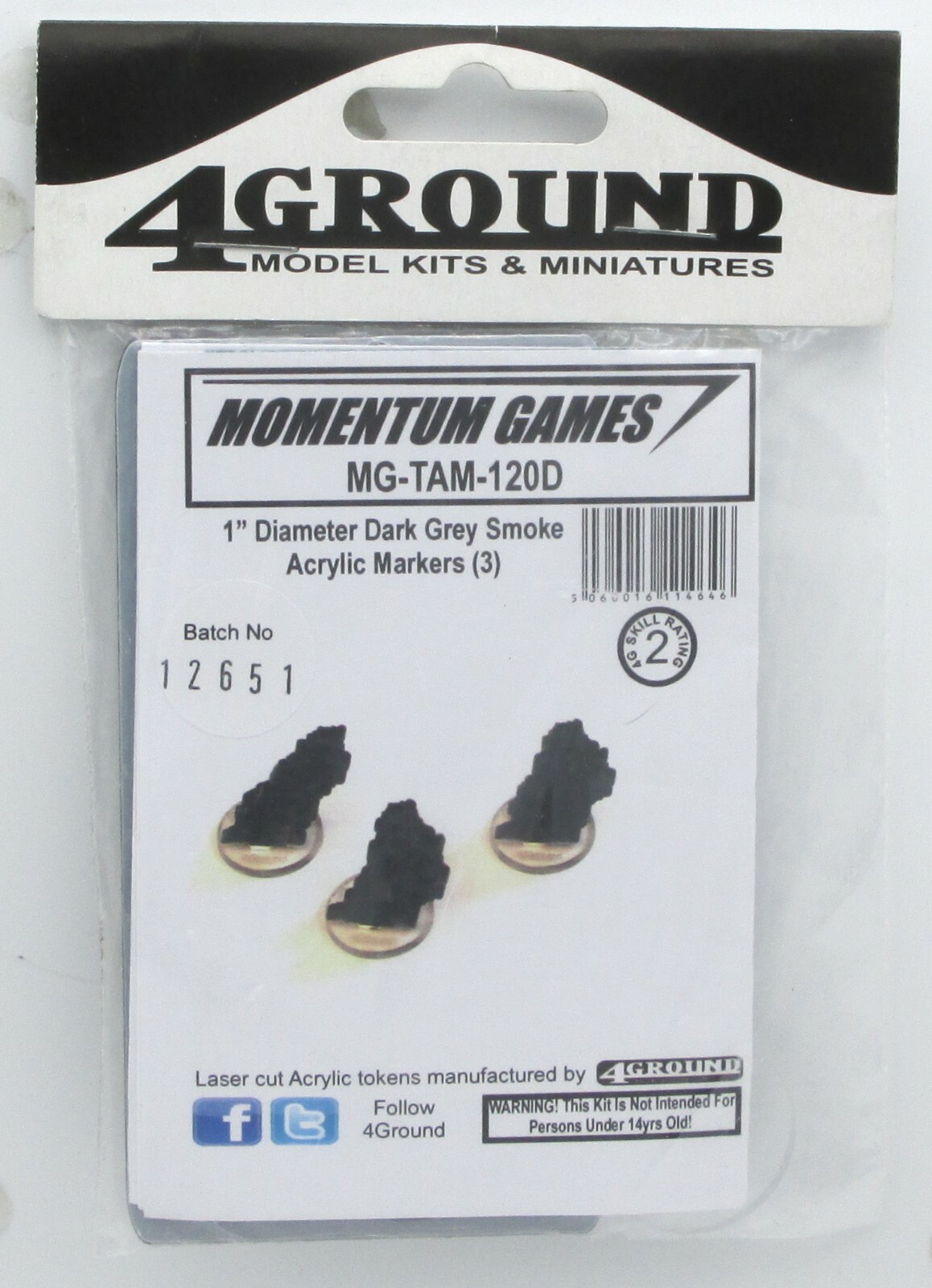 4GROUND - 1" Diameter dark grey smoke acrylic markers (3) - MG-TAM-120D ...