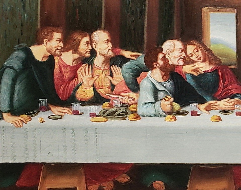 Last supper, Michelangelo, 24x48, Oil Painting Reproduction on Giclee ...