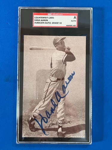 Hank Aaron Autographed Authentic SGC GRADE 10 Exhibit Baseball Card ...