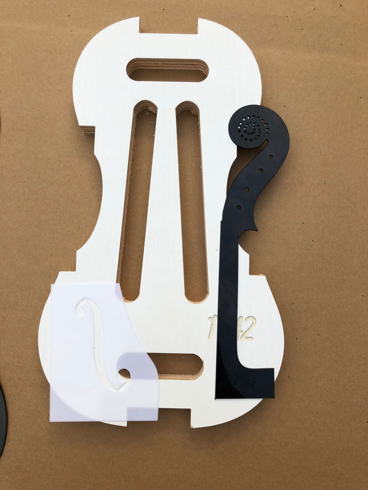 Stradivarius 1742 year 4/4 Violin neck / F hole templet Mold making ...