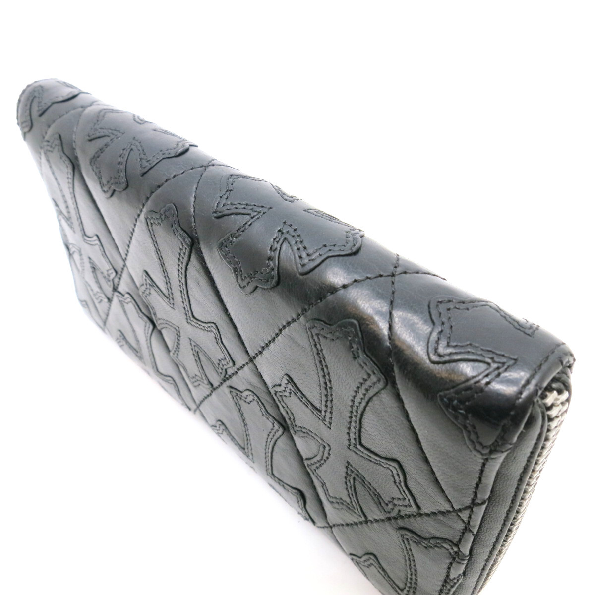 Auth Chrome Hearts Cemetery Quilted Cross Button Wallet Auth Chrome Hearts Cemetery Quilted Cross Button Wallet