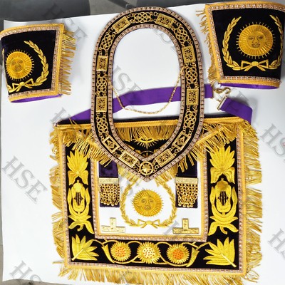 MASONIC GRAND MASTER APRON WITH COLLAR & CUFFS PURPLE-HSE | eBay