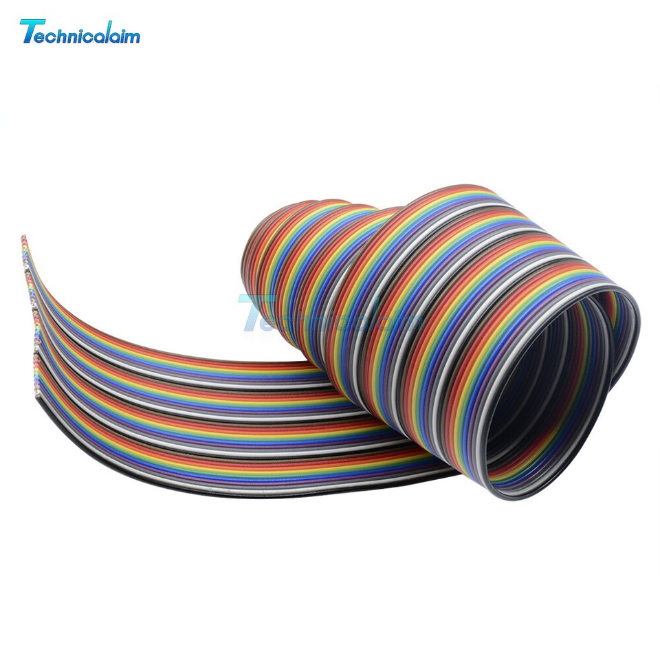 40 Pin 1M 3.3ft Flat Color Rainbow Ribbon IDC Cable Wire Rainbow Cable ...