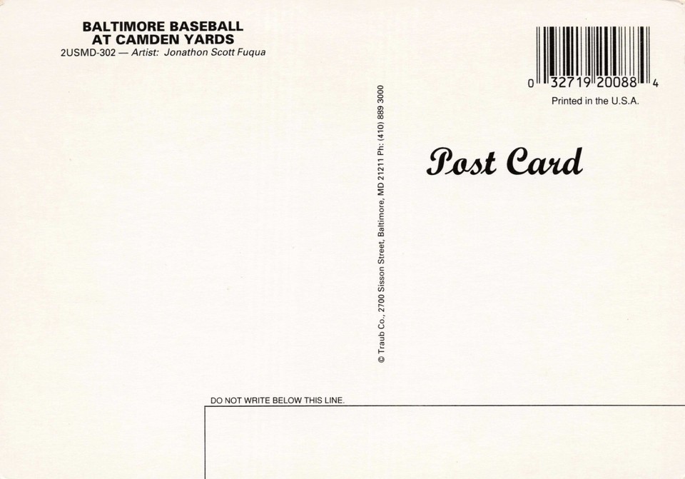 Baltimore Baseball at Camden Yards by Jonathon Fuqua VTG Art Postcard ...