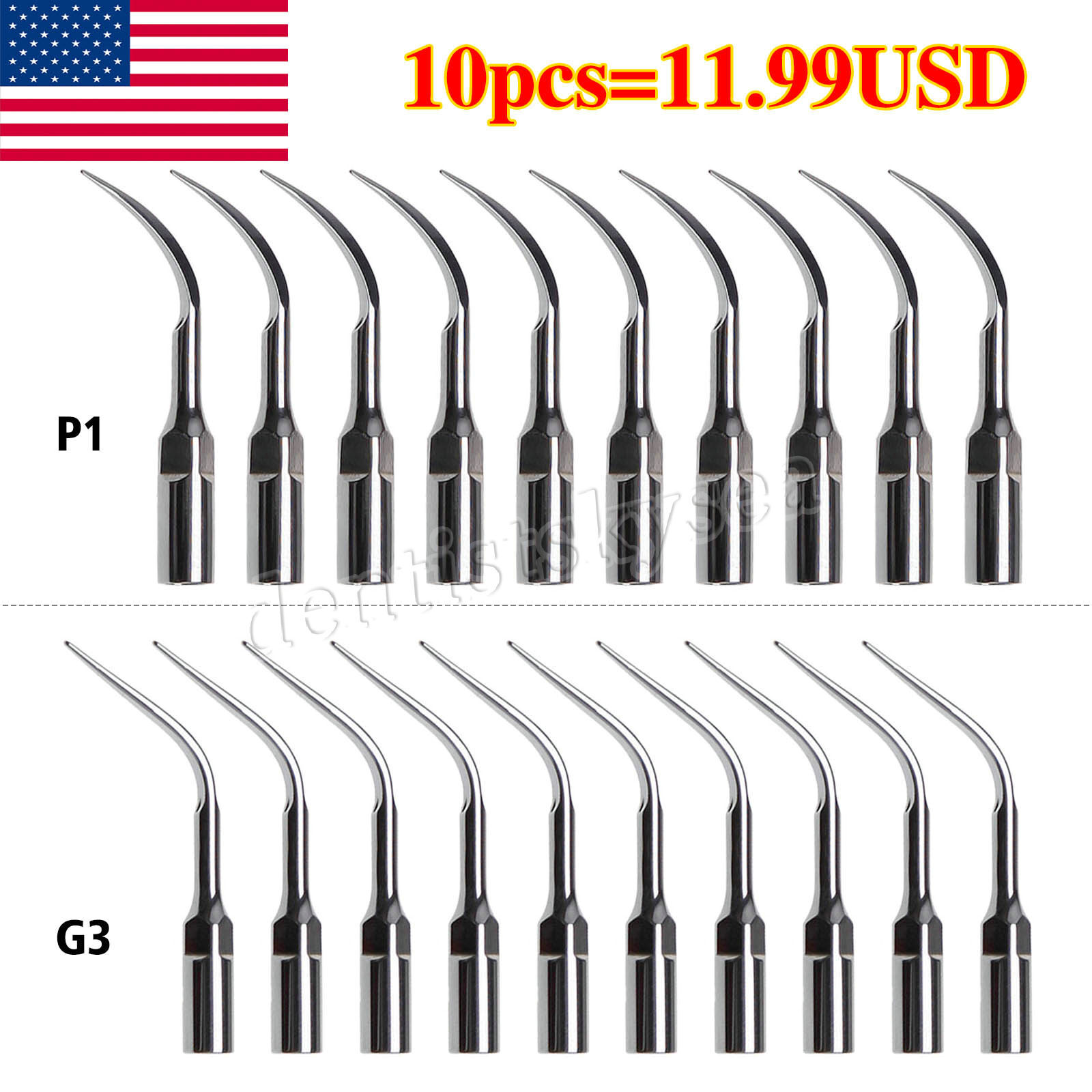 10pcs Dental Ultrasonic Scaler Tips Scaling Perio Tip for EMS Cavitron ...