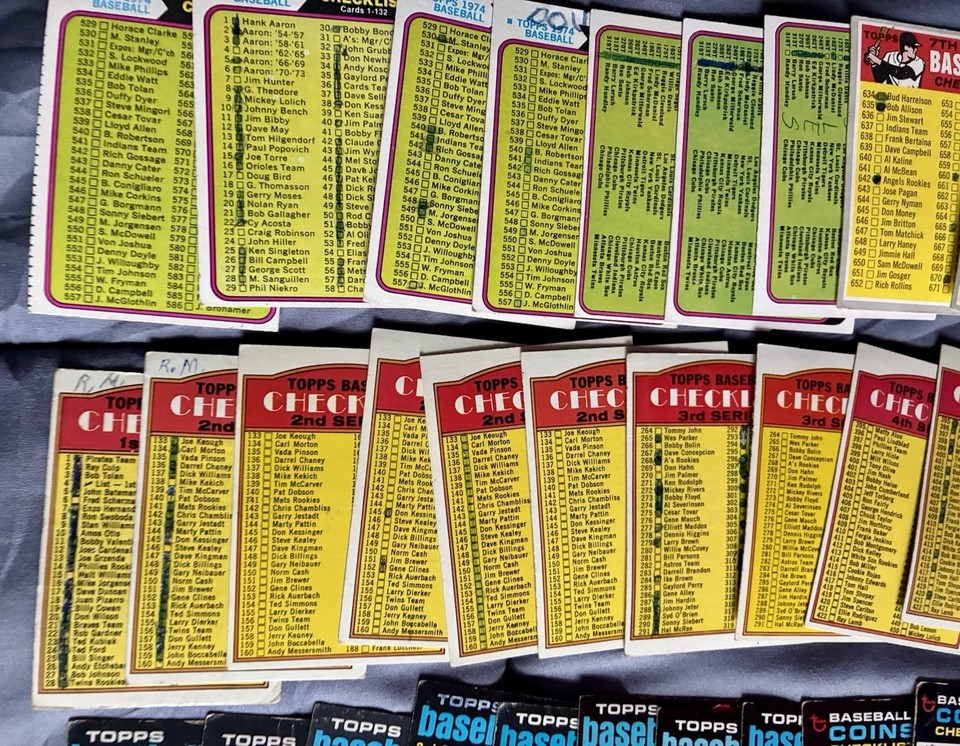 1970s 1974, 1975, 1976, 1977 Topps Checklist Lot of 60 Some Marked Some ...