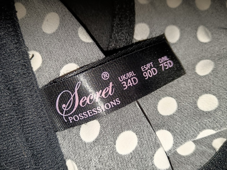 Secret Possessions Bralet Longline Bra 34D Polka Bow Kawaii Burlesque ...