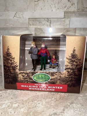 Lemax "Walking in a Winter Wonderland" Couple w/ Child on Sled Figurine ...