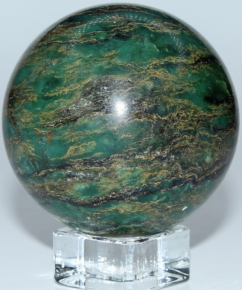 AAA Zimbabwe Verdite Sphere / 2.45" (62.23 mm) / 12.90 oz (365.70 gr ...