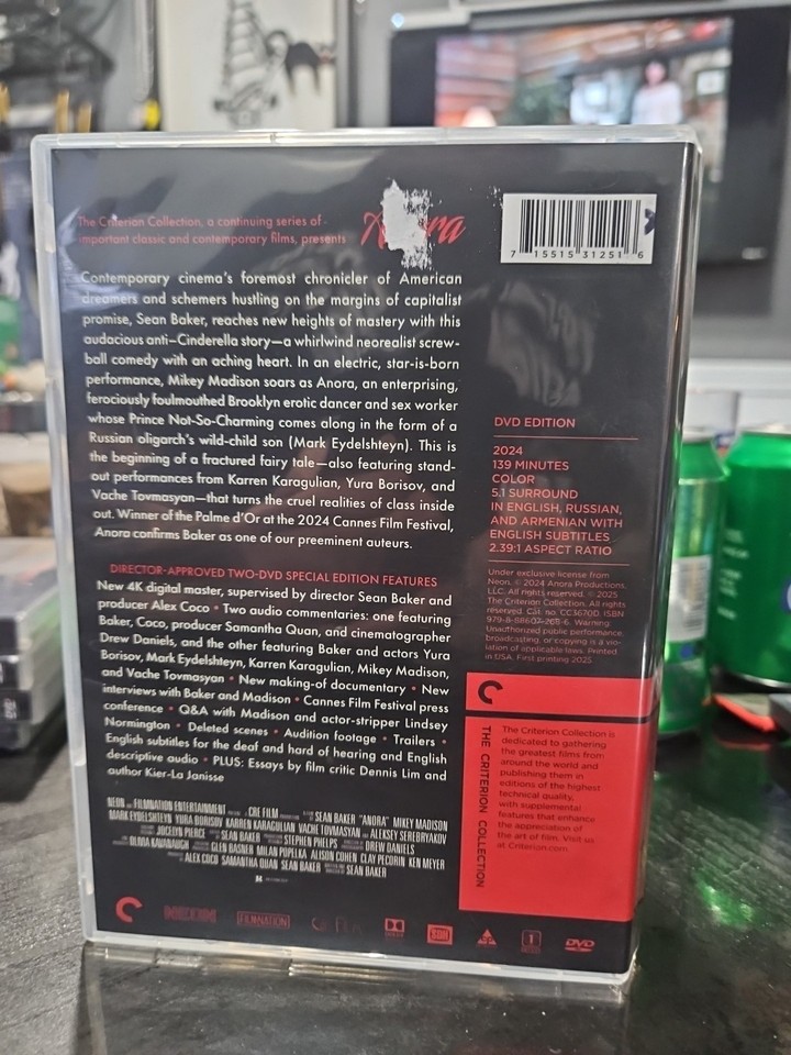 "Anora" Criterion Collection 2 DVD Ex LibY Sean Baker Mikey Madison Sex ...