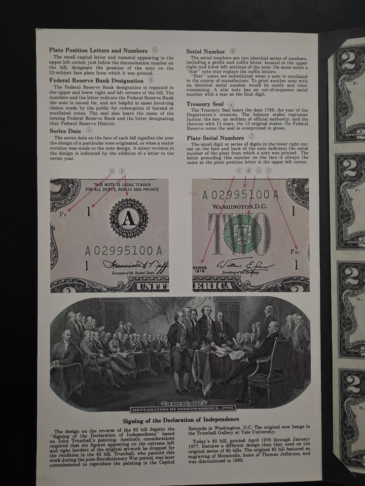 1976 Four $2 Bills with Original Government Packaging, Star & Starts ...