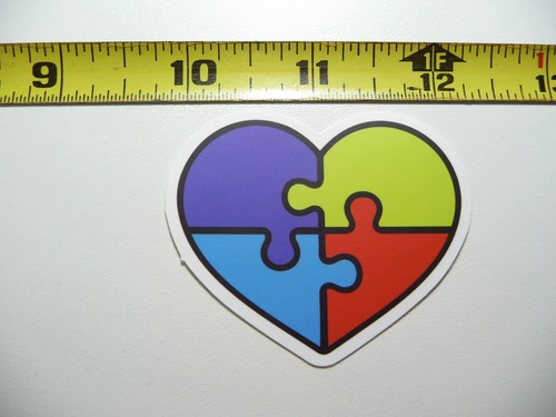 AUTISM SUPPORT SMALL STICKER DECAL HEART PUZZLE PIECES AWARENESS FUNNY ...