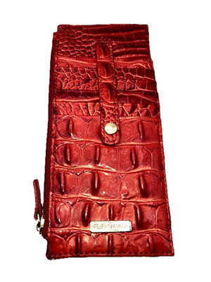 Brahmin credit card wallet red opal Melbourne croc-embossed leather | eBay