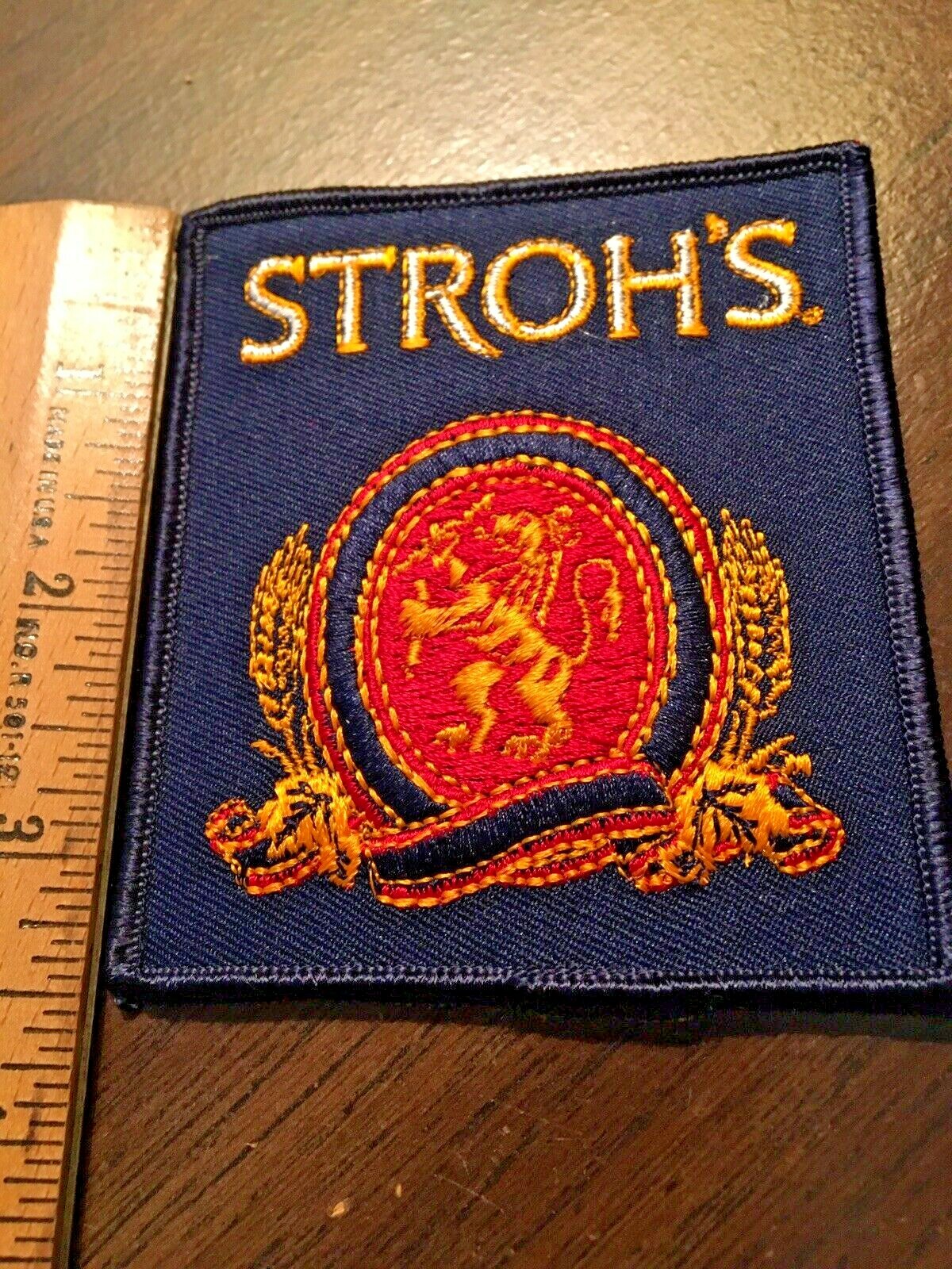 STROH'S Beer Embossed Logo PATCH 3" x 3 1/2" Navy Blue | eBay