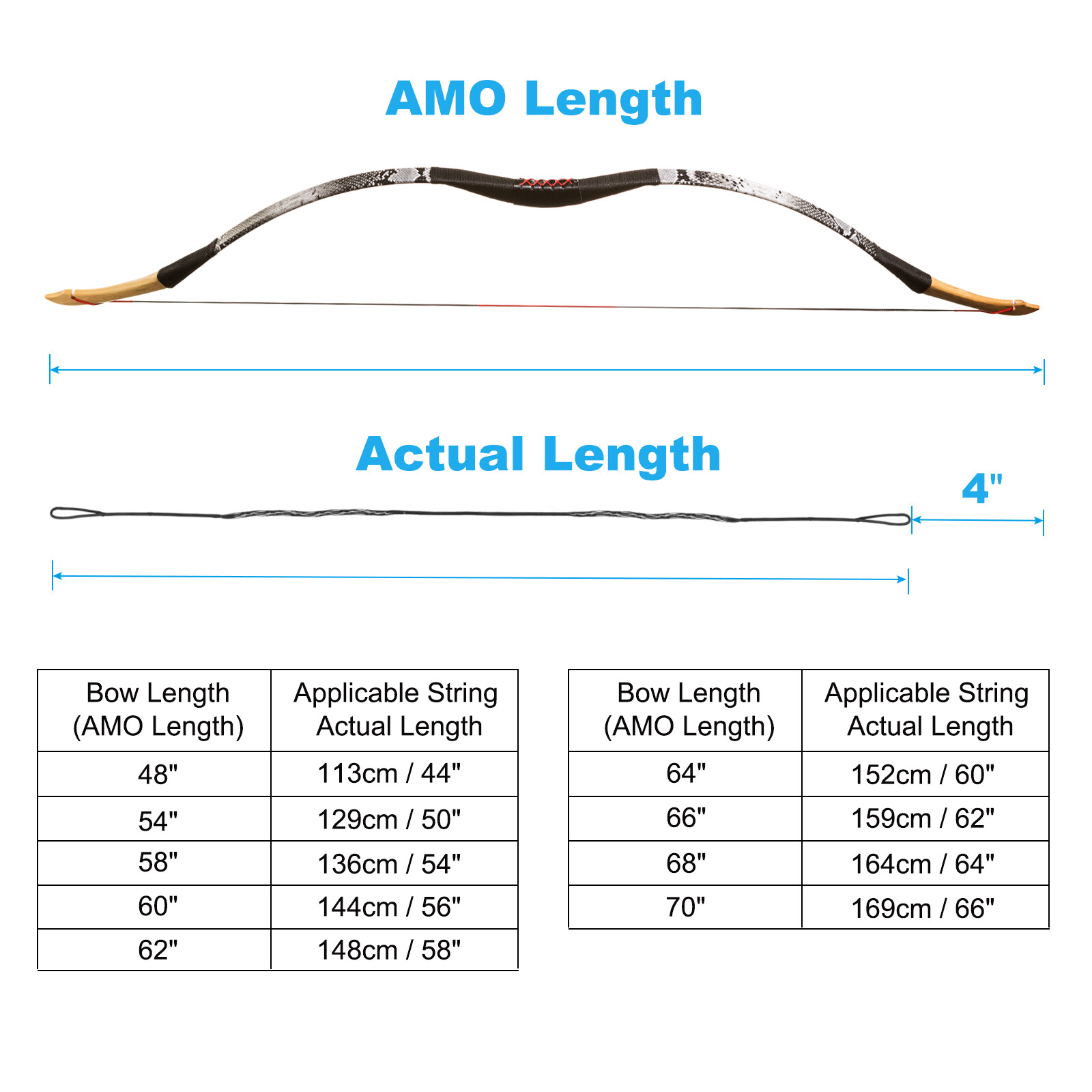 62" Recurve Bow String 14 Strands Archery Bowstrings Replacement Black ...