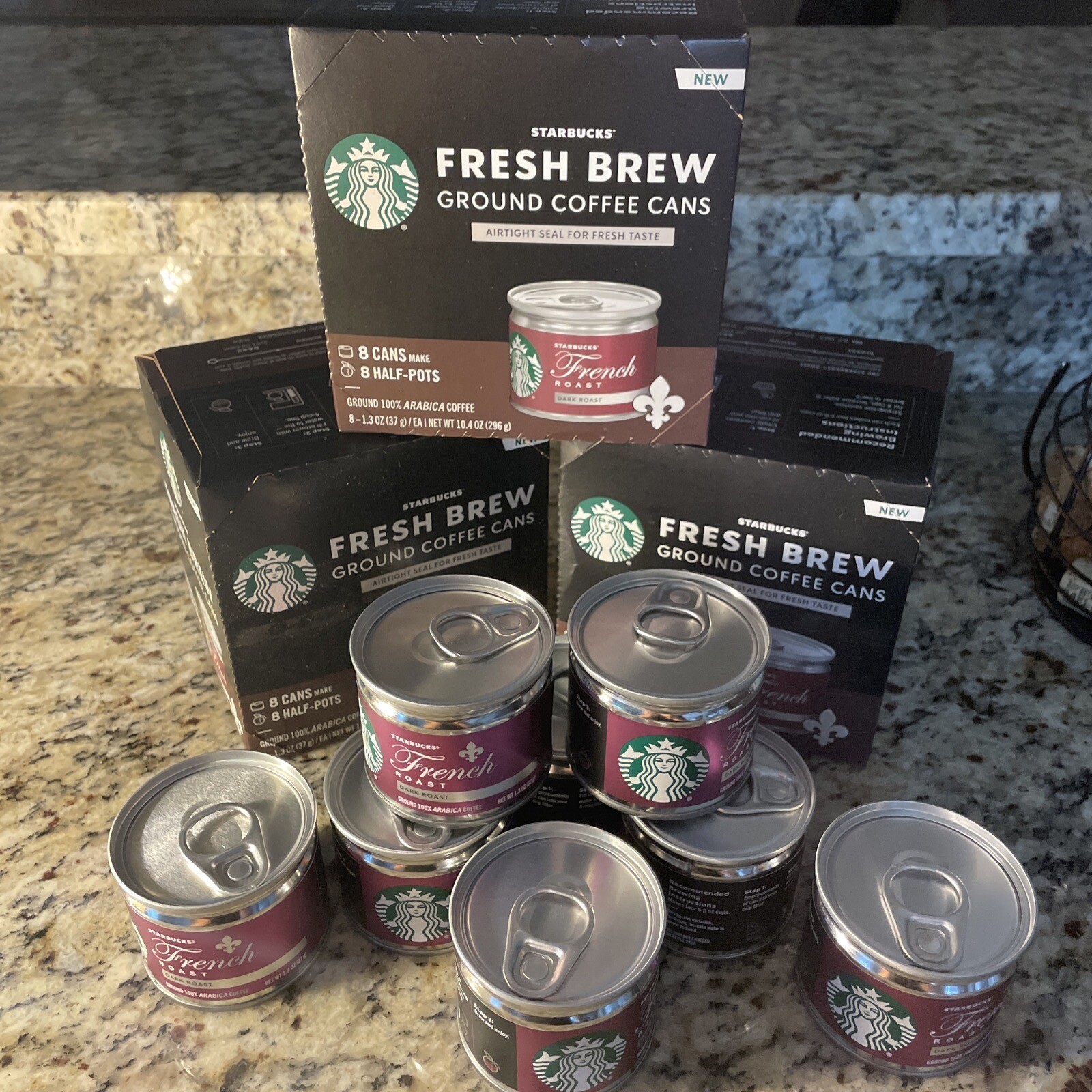 Starbucks Dark Roast Fresh Brew Ground Coffee Cans French Roast - 4 ...
