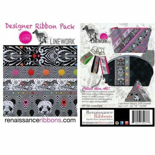 Renaissance Ribbons Tula Pink LINEWORK DESIGNER Ribbon Pack 5 Yds Total ...