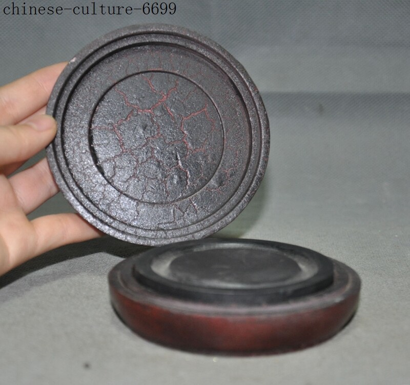 Chinese old wood stone carved ink-stone ink slab Inkwell box ...