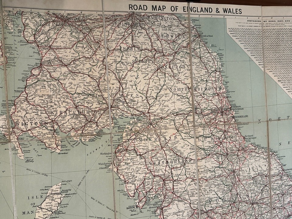 Geographia 1923 Road Map Of England & Wales Cloth Backed 49x40 Very ...