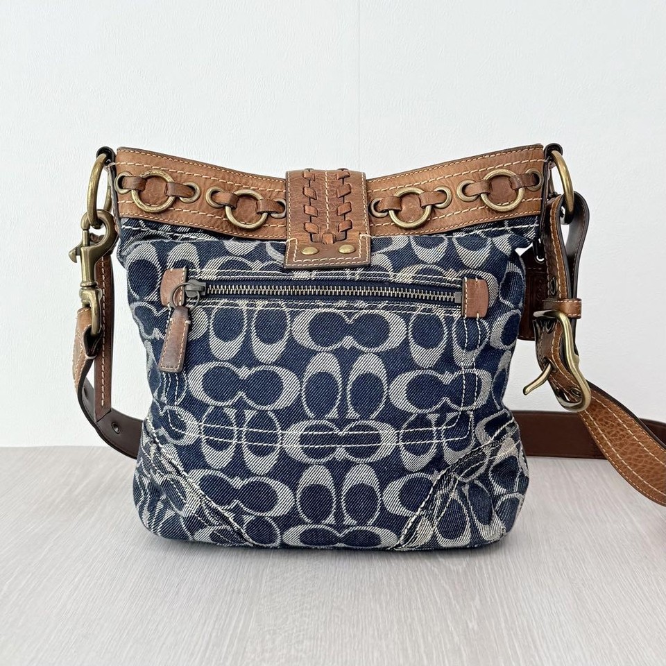 Rare COACH Denim Signature Shoulder Bag Indigo Limited Edition Vintage ...