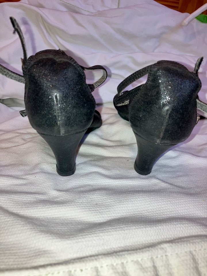 Elegance Dance Shoes – Black Leather, Size 7.5, 2.5” Heel, Suede Sole ...