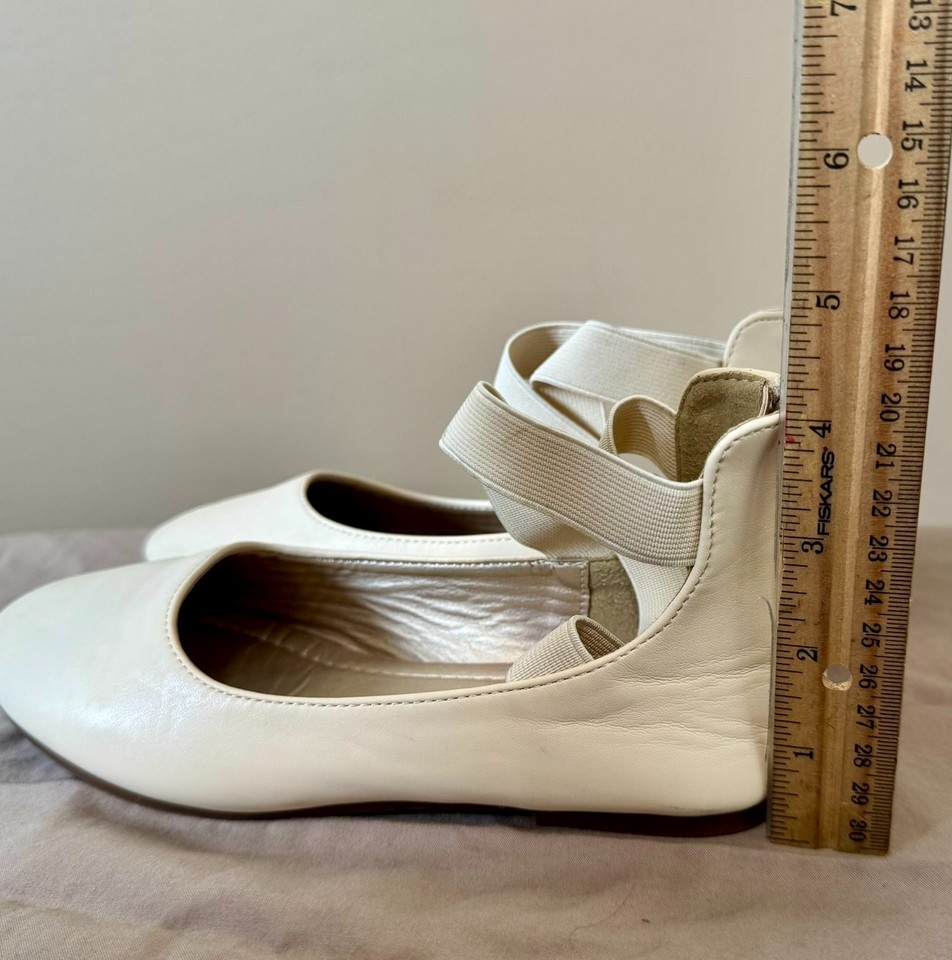Kids HeHalnom Cream Ballet Flats Ankle Strap Zip Closure Shoes Size 2 ...