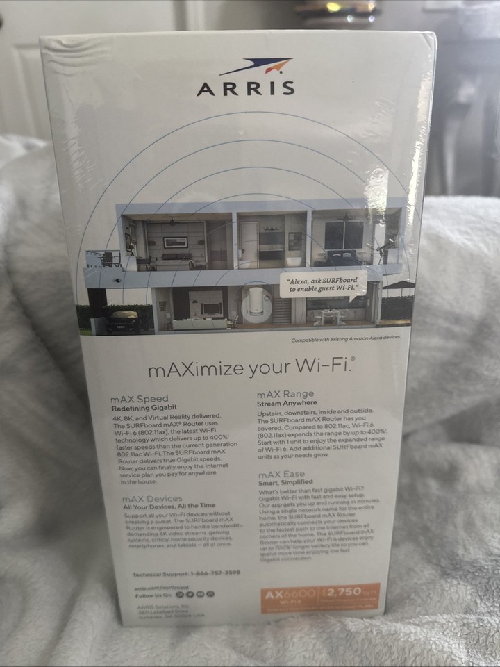 ARRIS Surfboard mAX W21 Tri-Band Mesh Ready Wi-Fi 6 Router, AX6600 Wi ...