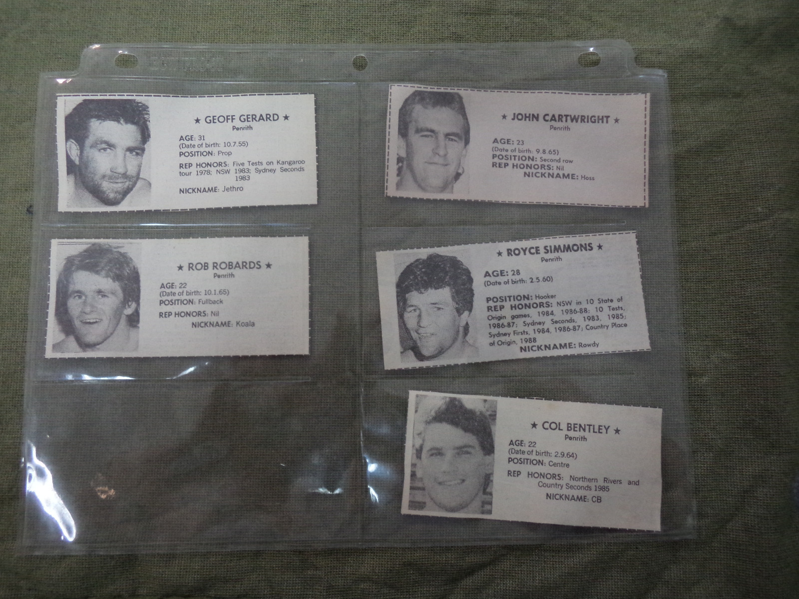 #2. FIVE 1987-1989 PENRITH PANTHER DAILY MIRROR NEWS RUGBY LEAGUE ...