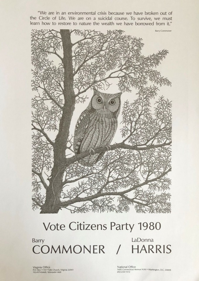 Barry Commoner, Vote Citizens Party 1980 Campaign Poster Framed Repro ...