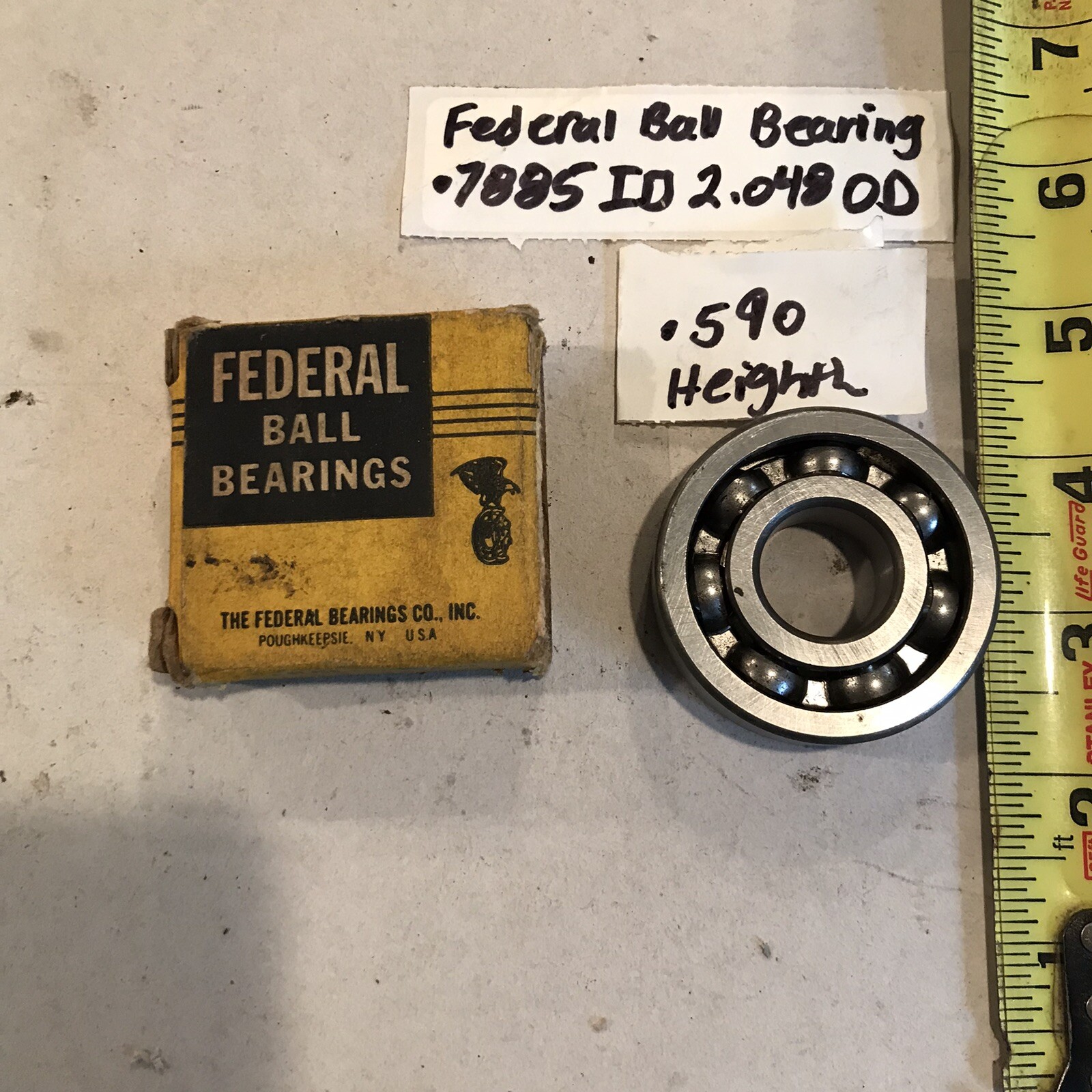NOS Federal Ball Bearing .7885” Bore 2.048” O.D. .590” Height | eBay