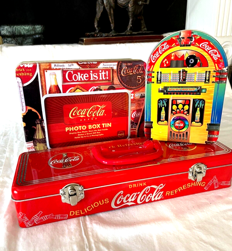 Coca Cola 3 Tin Red Metal Container Boxs | eBay