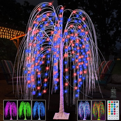288 LED 6FT Colorful Lighted Willow Tree, RGB LED Tree with Remote ...