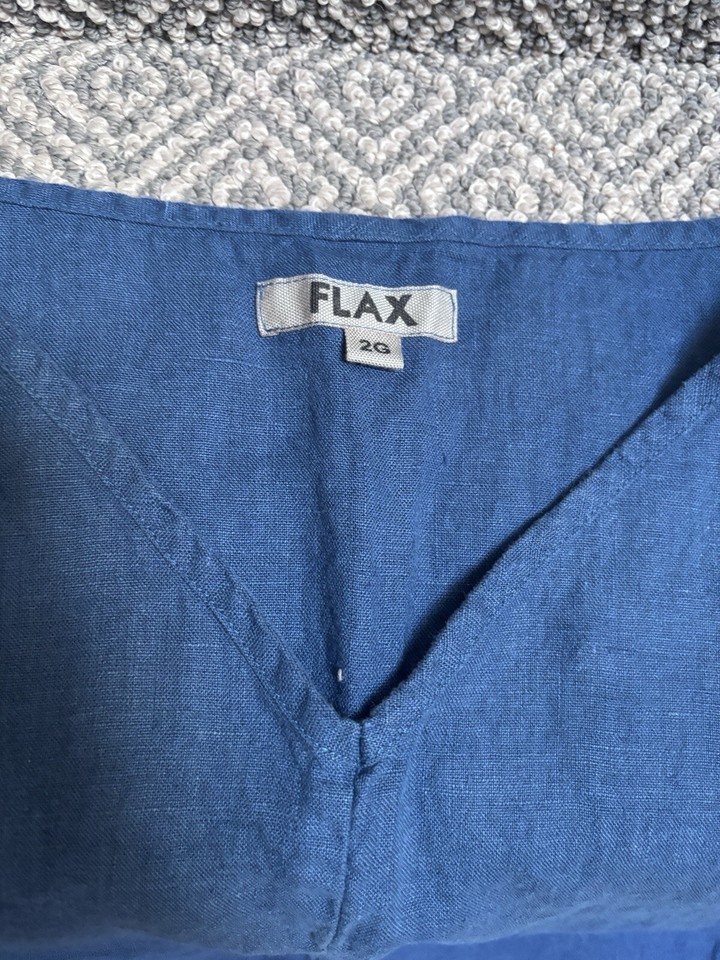 NW0T Flax 2G 2X Yara Delft Blue V Neck Long Linen Dress | eBay