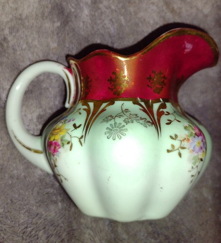 Hand Painted Nippon Gold Leaf Mark Floral Pitcher | eBay