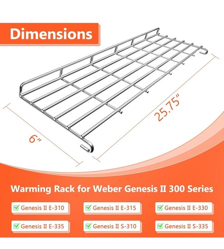 66044 Grill Warming Rack for Weber Genesis II & XL II 300 E/S-310 315 ...