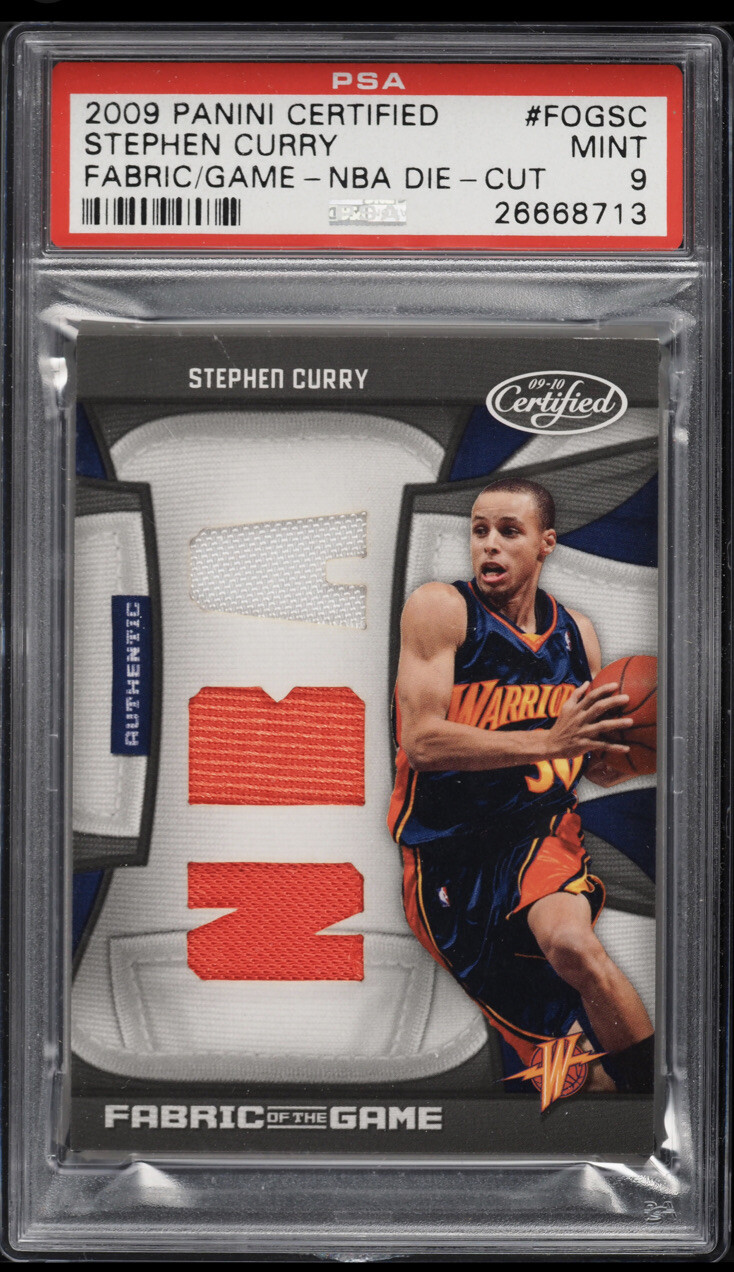 2009 CERTIFIED FABRIC OF THE GAME STEPHEN CURRY ROOKIE PATCH /50 PSA 9 ...