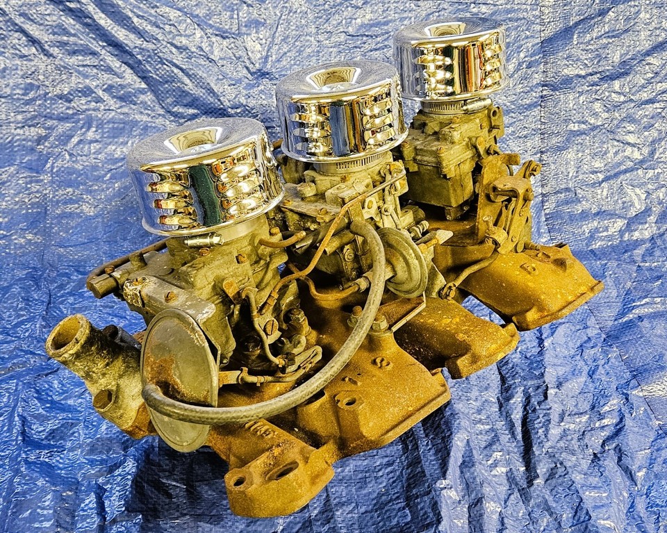Original 1957 1958 Oldsmobile J2 Tri-power intake, carbs 7011712 ...