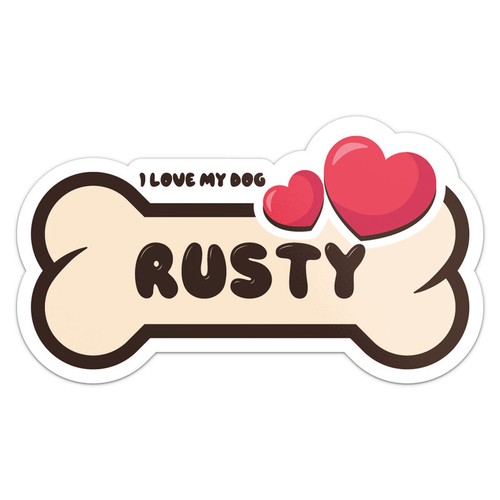 Rusty Dog Name Vinyl Decal Waterproof Car Bumper Sticker | eBay