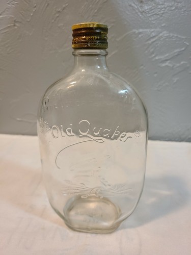 Vintage Old Quaker Brand Clear Glass Liquor Bottle with Lid | eBay