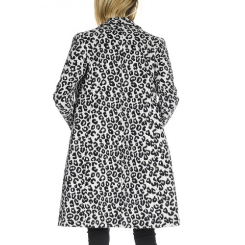 NWT Maje Garouny Leopard-Print Coat in Black/White - Size 40 #C45 | eBay