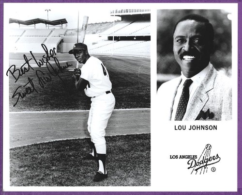 SWEET LOU JOHNSON L.A. DODGERS AUTHENTIC AUTOGRAPHED B&W 8X10 PHOTO ...