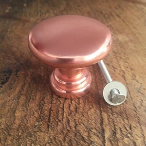 Brushed Copper Round Handles Rose Gold Knobs Pulls Cabinet Door Drawer ...