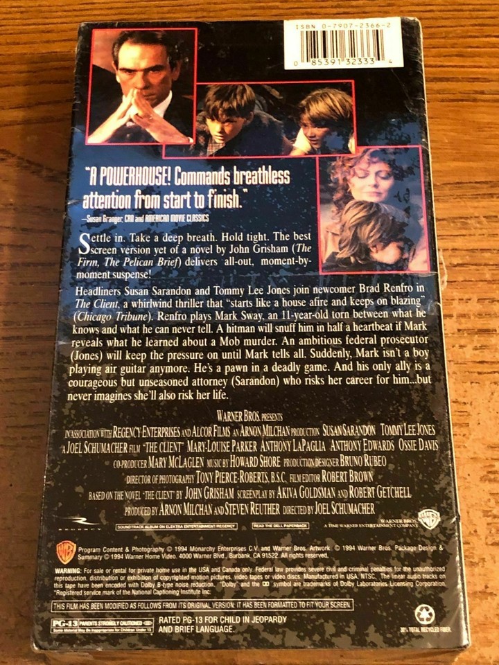 The Client VHS VCR Video Tape Movie New / Sealed Tommy Lee Jones ...