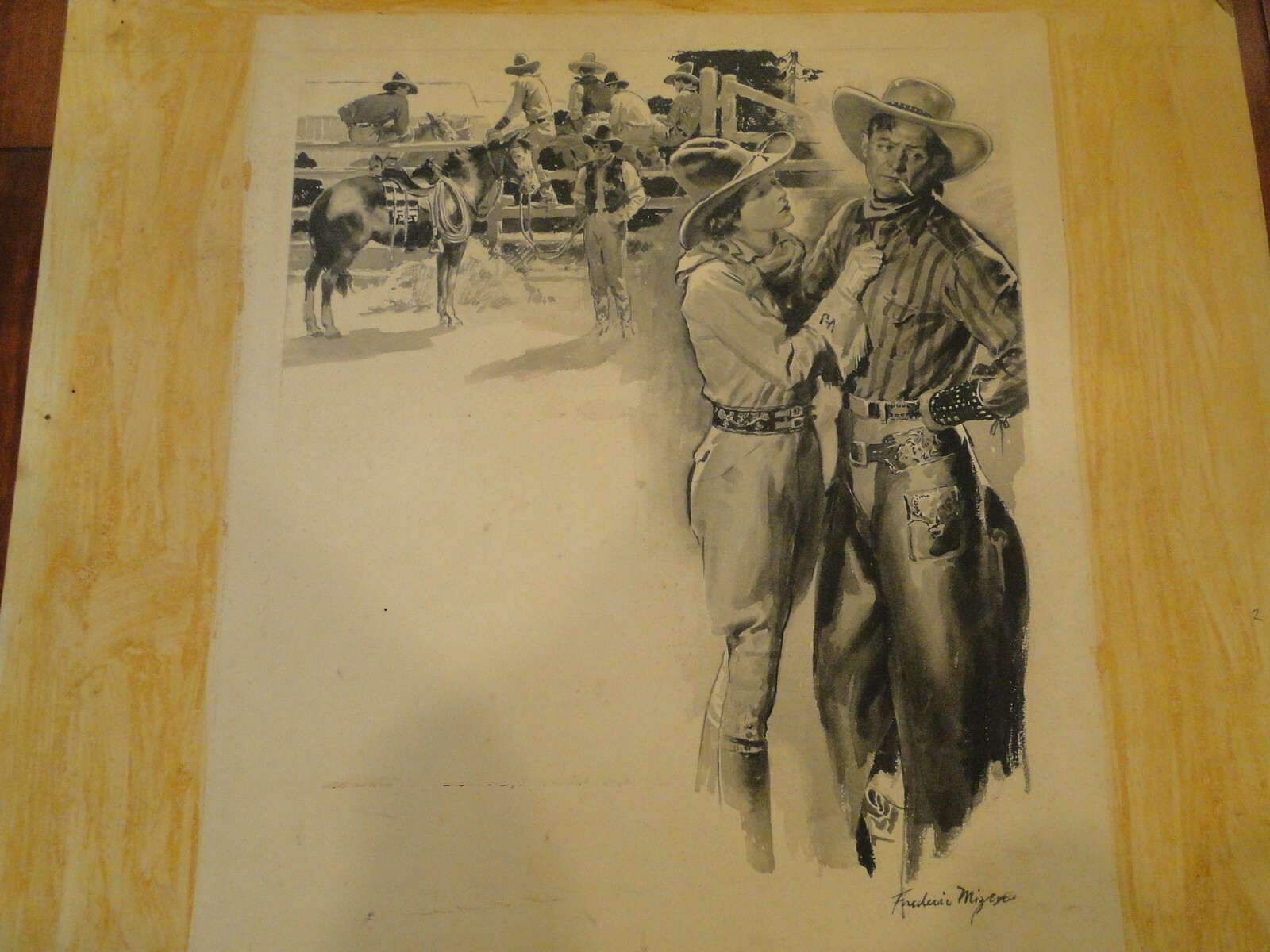 Vintage Original 1930s Western Style Pulp Illustration On Board ...