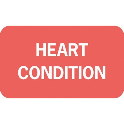Chart Labels, HEART CONDITION - Fluorescent Red, 1-1/2" X 7/8" (Roll of ...