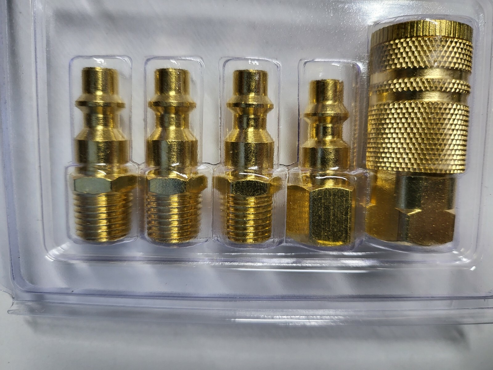 5pc Brass Air Couplers Quick Connect Female Male Hose Pipe Adapters Set ...