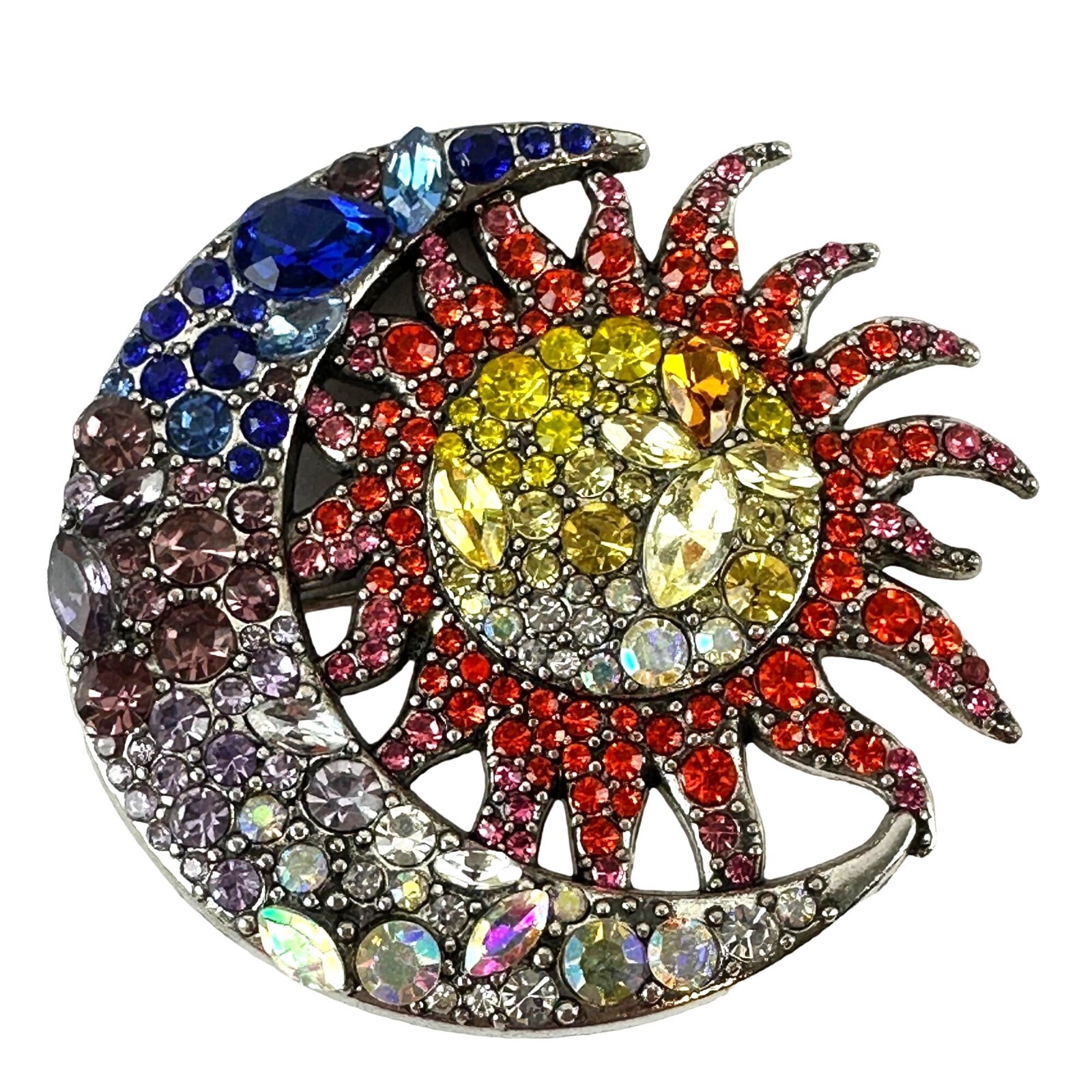 Sun and Moon Colorful Rhinestone Brooch with A/B Crystals | eBay