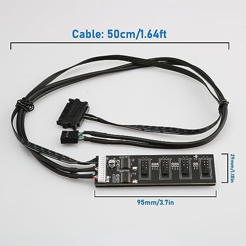 9Pin USB Header Splitter with SATA Power Cable, 4 Internal USB 2.0 ...
