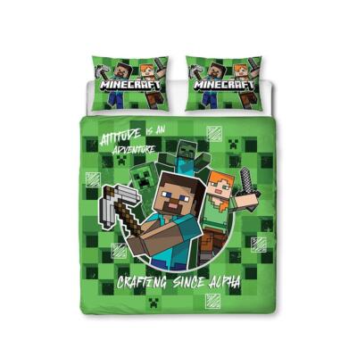Minecraft Double Duvet Cover Set Block Check Gaming Reversible Bedding ...