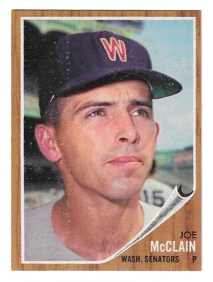 1962 Topps - #324 Joe McClain Washington Senators - Near Mint or Better ...